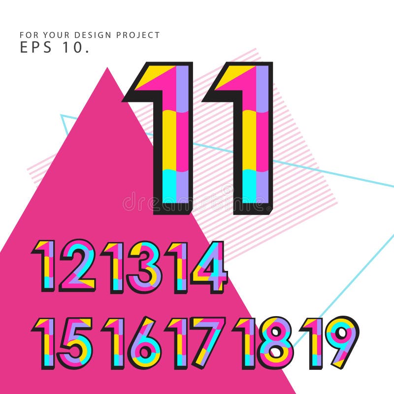 Retro Number Set Vector Design Illustration Stock Vector - Illustration ...