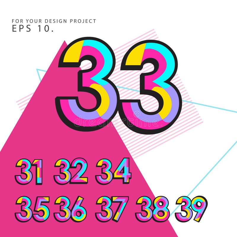 Retro Number Set Vector Design Illustration Stock Vector - Illustration ...