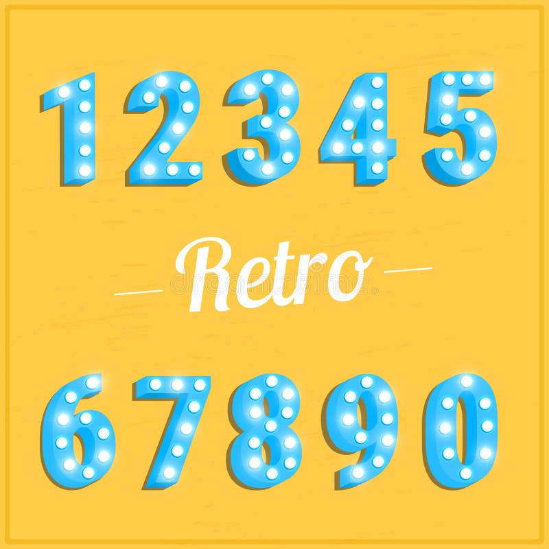 Retro Numbers with Light Bulbs Stock Vector - Illustration of icon ...