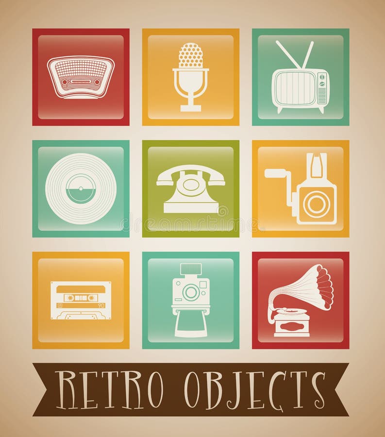 Retro Objects Vintage Design Stock Vector - Illustration of obsolete ...