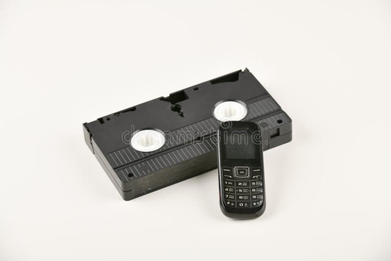 Retro Objects on a White Background. Push-button Telephone and Video ...