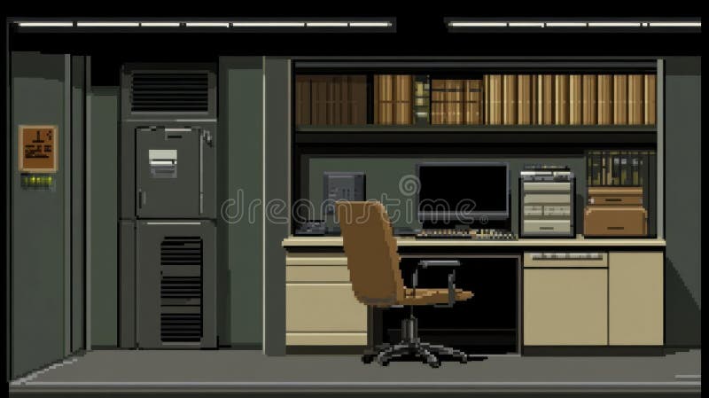Retro Office Pixel Art Interior Stock Illustration - Illustration of ...