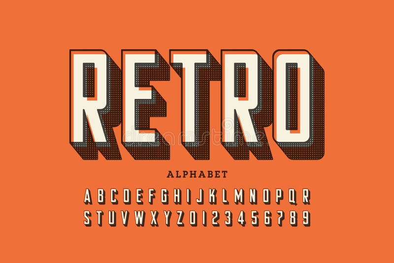 Offset Print Style Modern Font Design Stock Vector - Illustration of ...