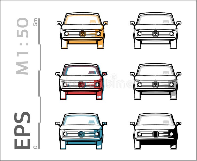 Car Vector Icons Set for Architectural Drawing and Illustration Stock ...