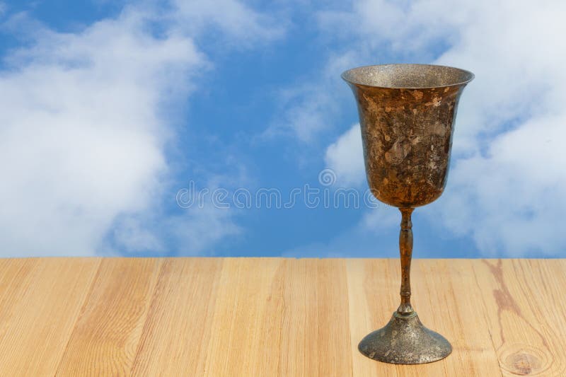 Retro Old Chalice on a Table with Sky Stock Photo - Image of goblet ...
