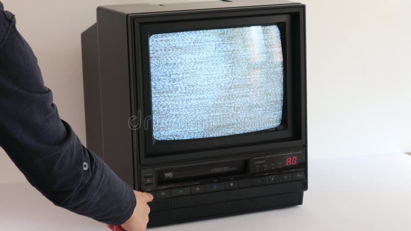 Retro Old 1985 CRT TV with VCR Combined in One Unit Stock Video - Video ...