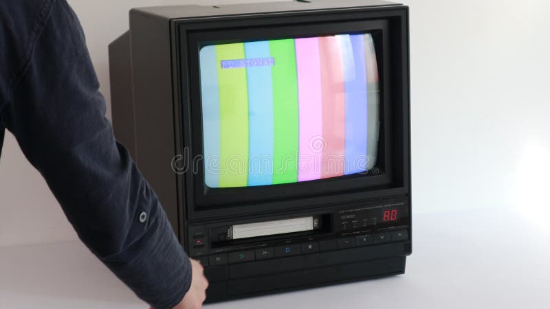 Retro Old 1985 CRT TV with VCR Combined in One Unit Stock Video - Video ...