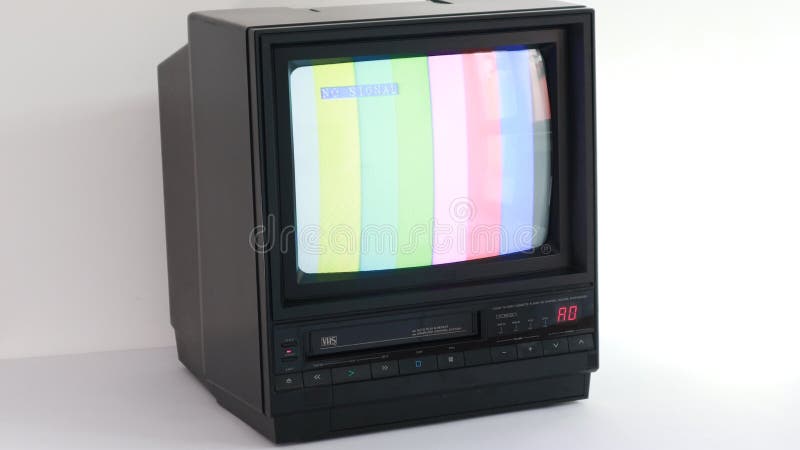 Retro Old 1985 CRT TV with VCR Combined in One Unit Stock Video - Video ...