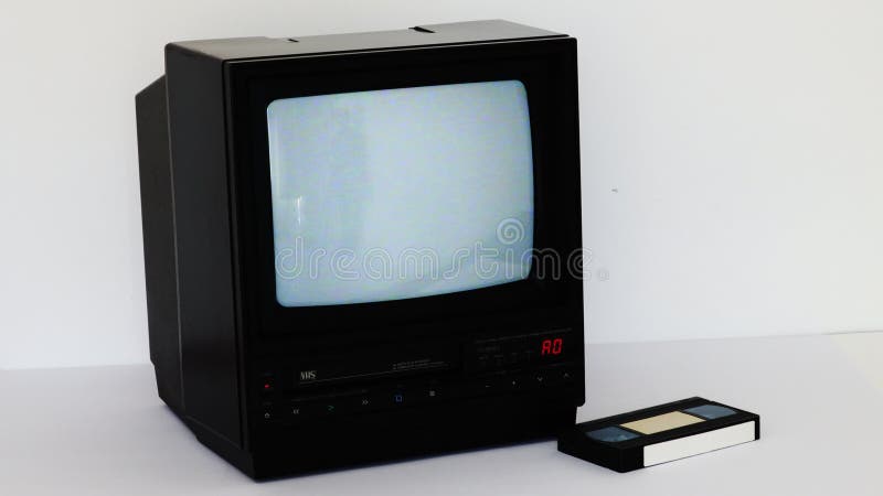 Retro Old 1985 CRT TV with VCR Combined in One Unit Stock Video - Video ...