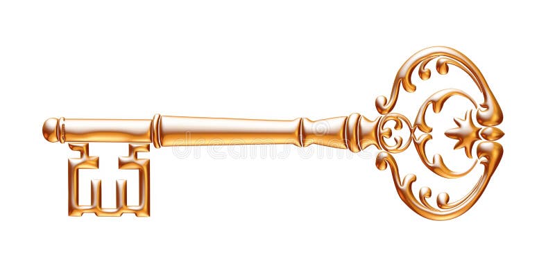 Retro Old Key Isolated on White Background Stock Illustration ...