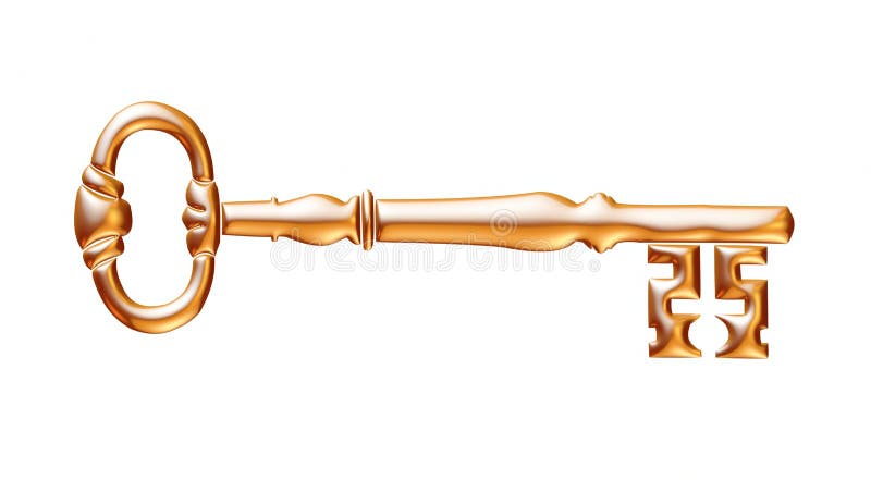 Retro Old Key Isolated on White Background Stock Illustration ...