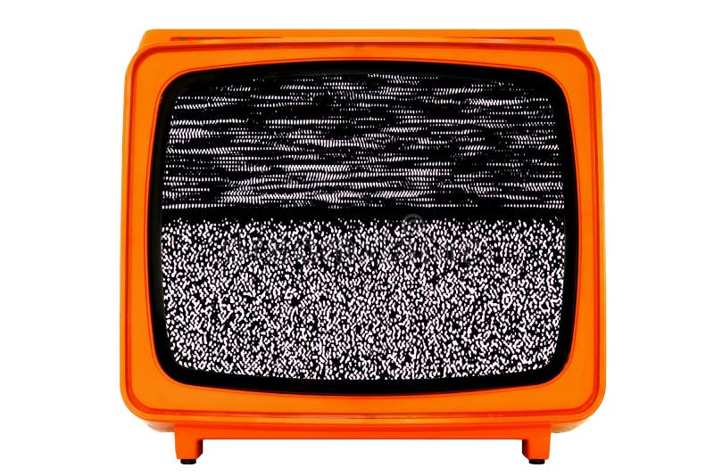 Retro Old Space Age Orange TV with Static Noise Glitch Effect Screen ...