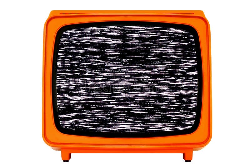 Retro Old Space Age Orange TV with Static Noise Glitch Effect Screen ...