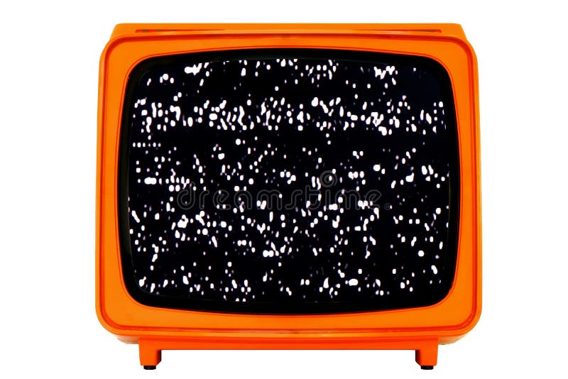 Retro Old Space Age Orange TV with Static Noise Glitch Effect Screen ...