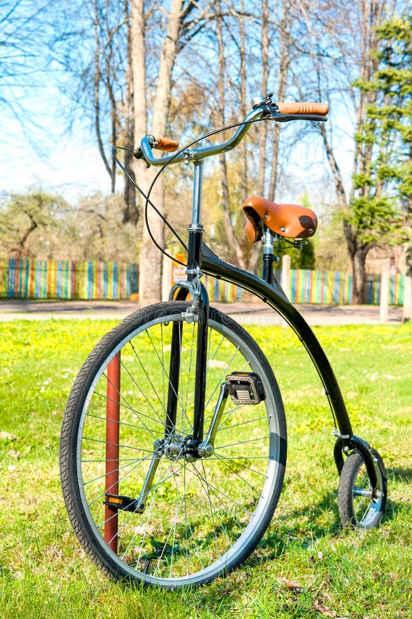 Retro, Old Style Bicycle in the Sunny Spring Green Park. Stock Image ...