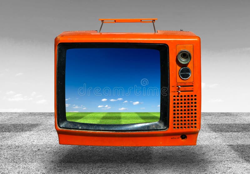Retro orange TV stock image. Image of disconect, broadcasting - 5318441
