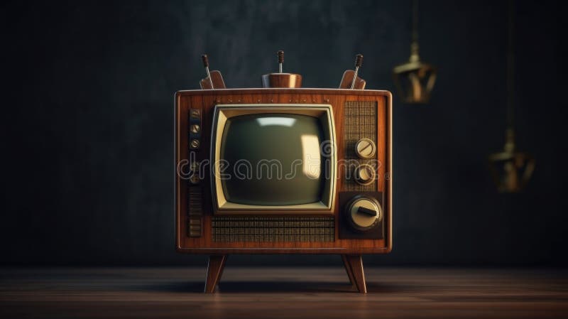 Retro Old Television on Abstract Background. Minimal Style. Generative ...