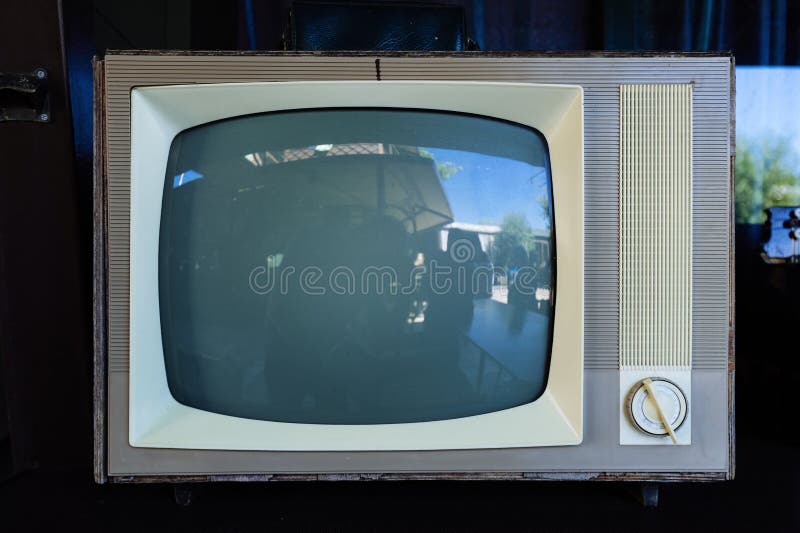 Retro Old Vintage Black and White Television Stock Image - Image of ...