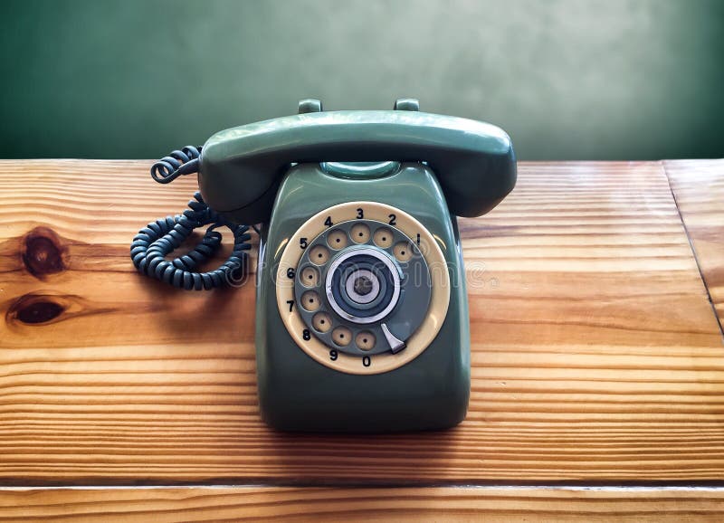 Retro Old Vintage Telephone on Wooden Table Stock Photo - Image of ...