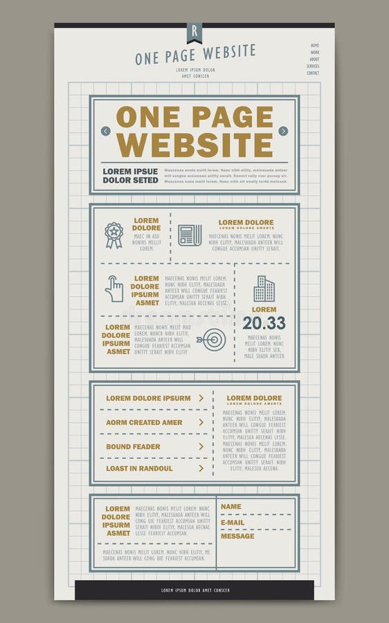 Retro Document Style One Page Website Design Stock Vector ...