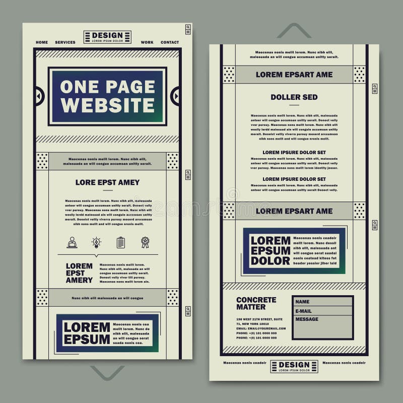 Retro One Page Website Template Design Stock Vector - Illustration of ...