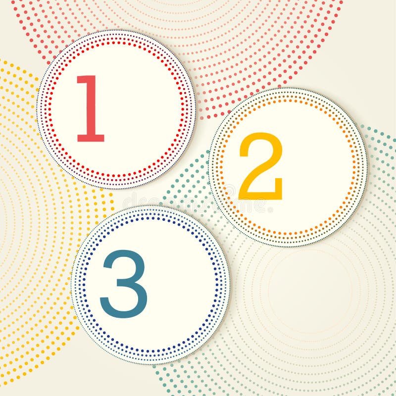 Retro Options with Dotted Circles - One, Two, Three Stock Vector ...