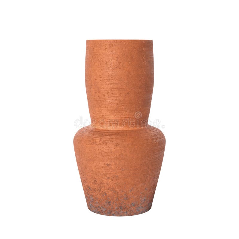 Retro Orange Clay Ceramic Pot Vase. 3d Rendering Stock Image - Image of ...