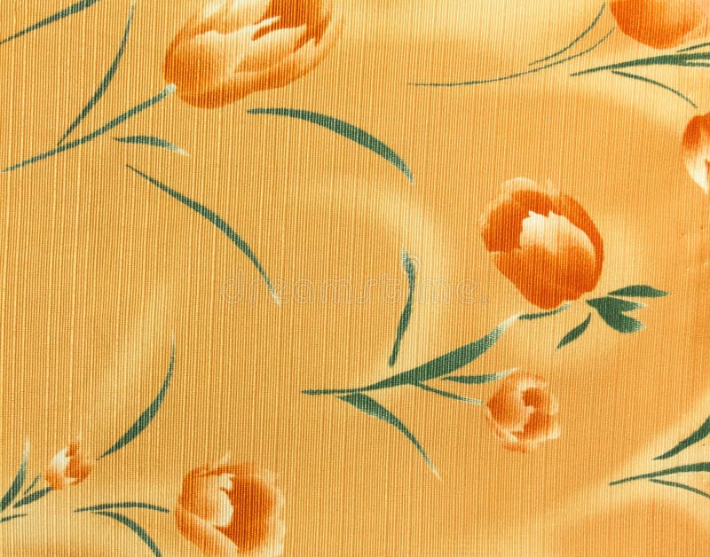 Retro Orange Floral Pattern Fabric Background Stock Image - Image of ...