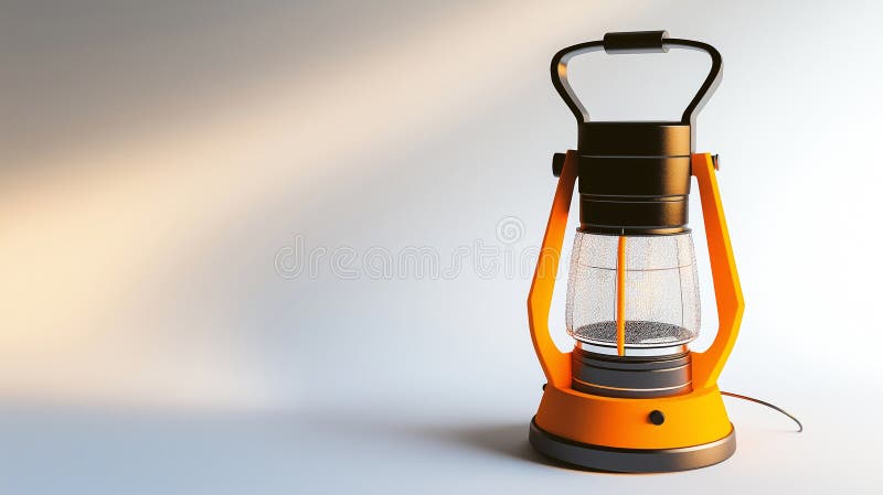 Vintage Orange Lantern with Black Handle Isolated on a Clean White ...