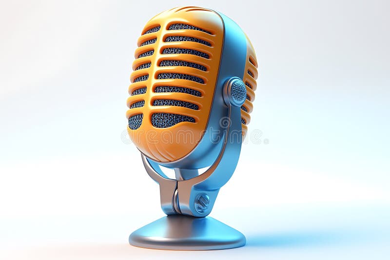 Retro Orange and Silver Microphone Design 3D Render for Podcast, Music ...