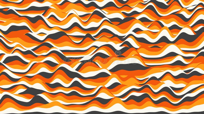 Retro Orange Stripes Distorted Backdrop. Procedural Vintage Ripple ...