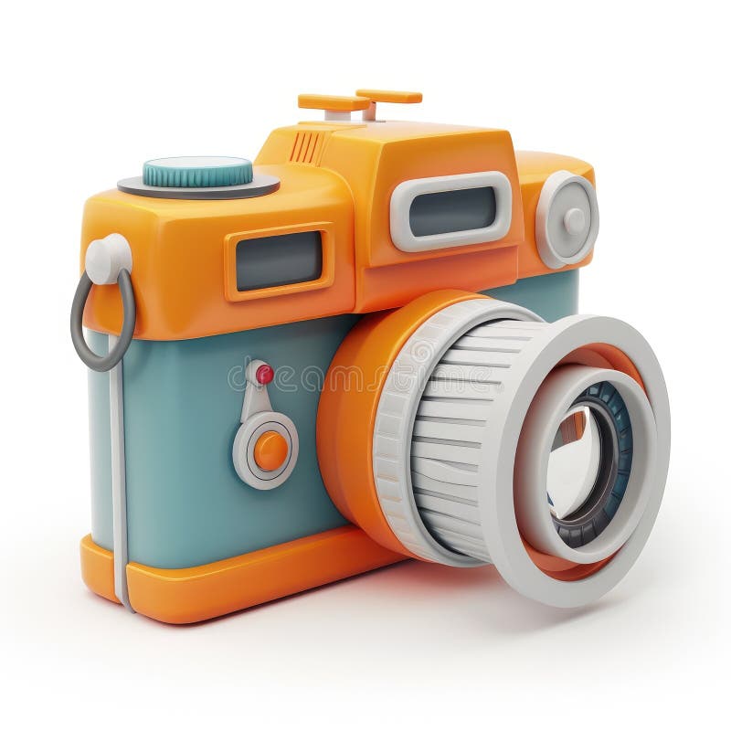 Charming Retro Cartoon Camera, Fun Photography Equipment Stock ...