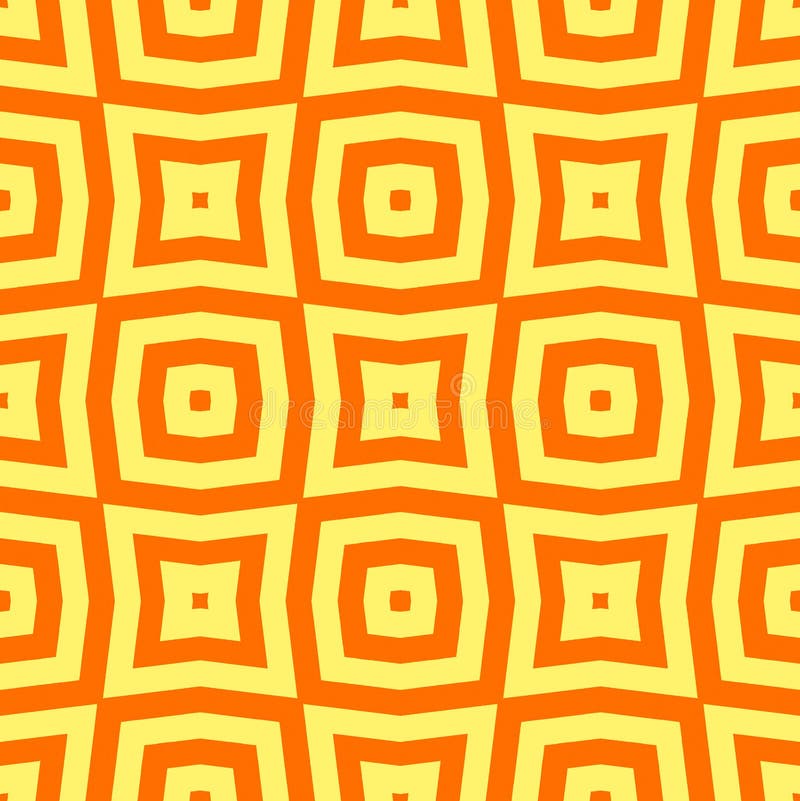 Retro Op Art Orange and Yellow Wavy Psychedelic Lines and Squares ...