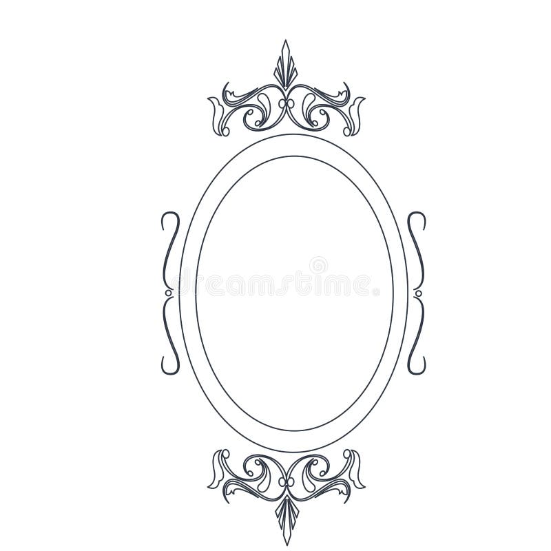 Retro Oval Frame Classic Ornate Element Line Design Stock Vector ...