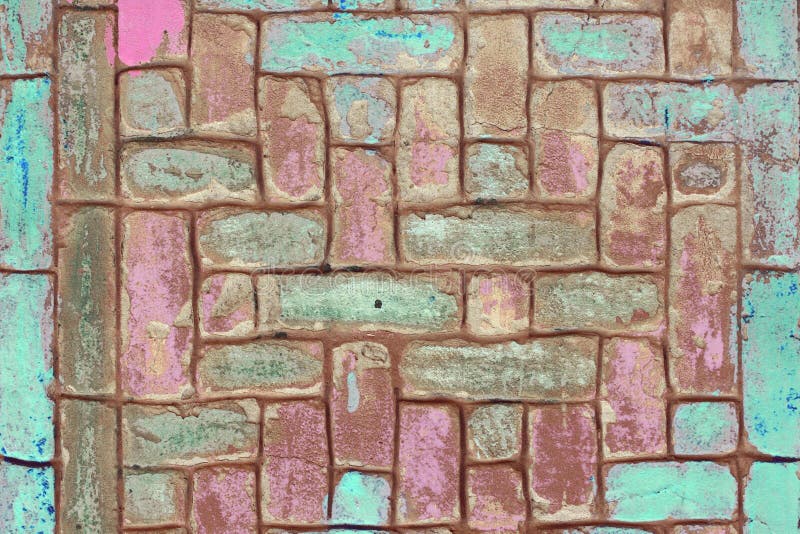 Retro Painted Clay Bricks Pattern Stock Image - Image of background ...