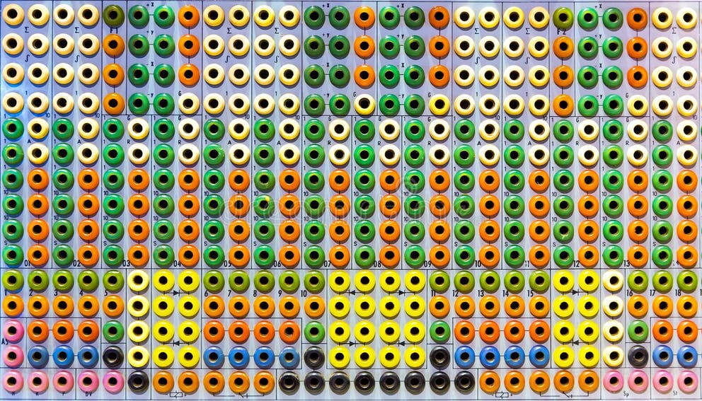 Retro Panel with Many Colorful Jacks Editorial Stock Image - Image of ...