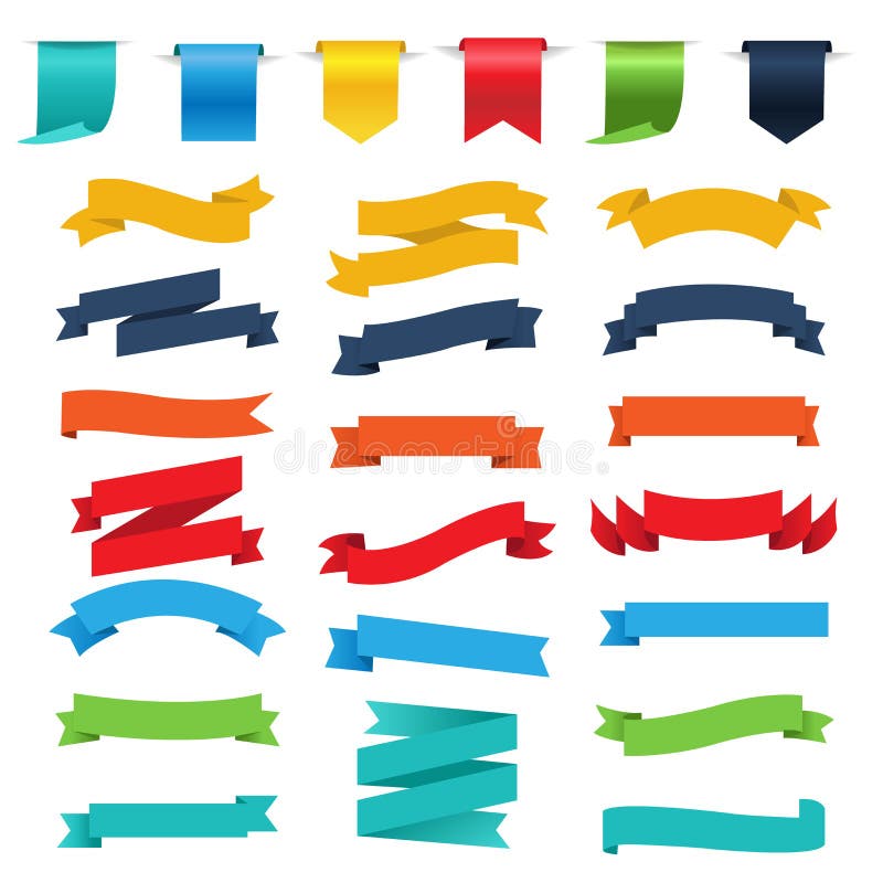 Colorful Infografic Ribbon Set Isolated White Background Stock Vector ...