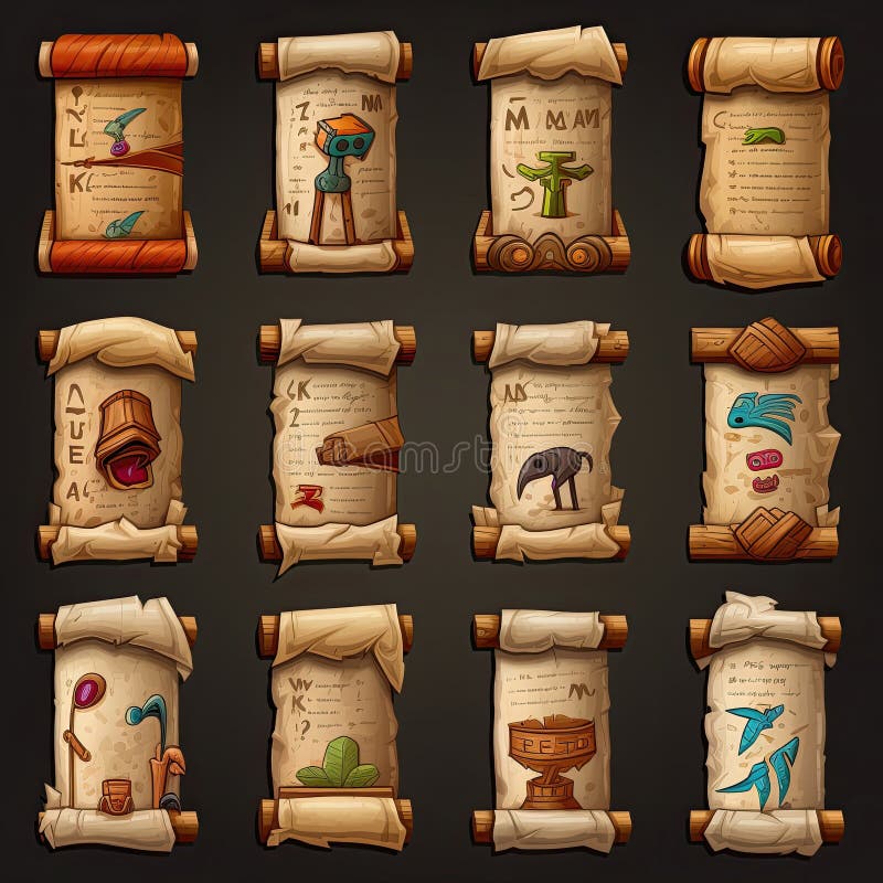 Retro Papyrus Scroll Game Ai Generated Stock Photo - Image of texture ...