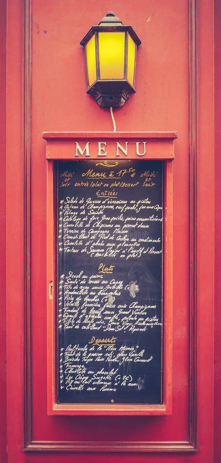 French Language Menu, Paris, France Stock Photo - Image of dish, drink ...