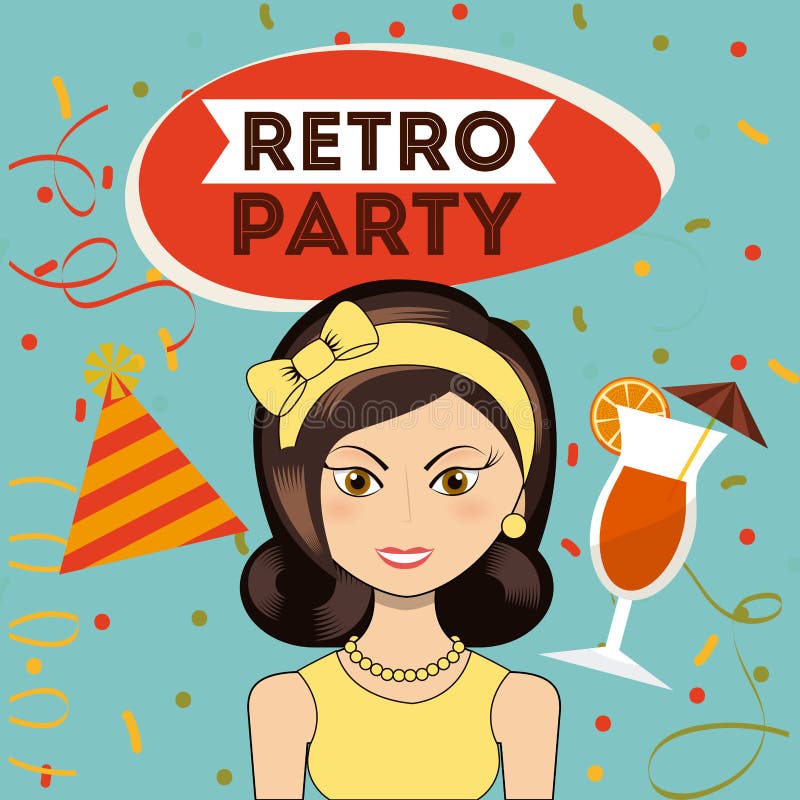 Retro party design stock illustration. Illustration of fifties - 71577053