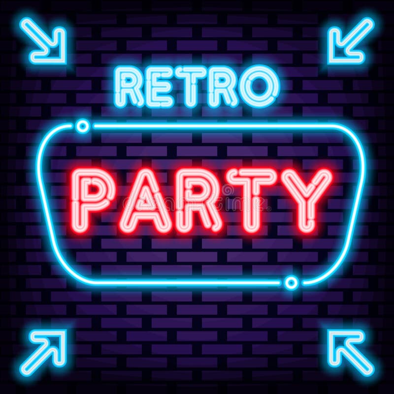 Retro Party Neon Sign Vector. Neon Script. Light Banner Stock Vector ...