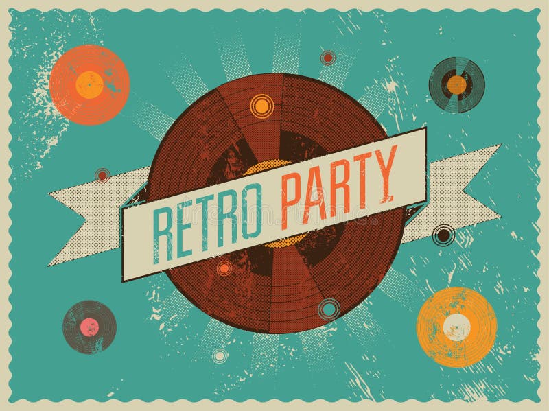 Retro Party Typographic Grunge Poster Design with an Audio Cassette ...