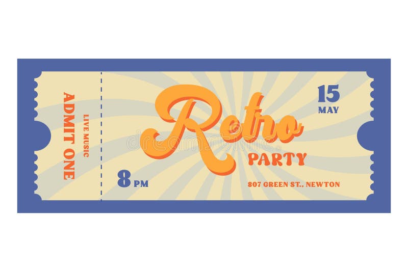 Retro party ticket stock vector. Illustration of event - 288731342