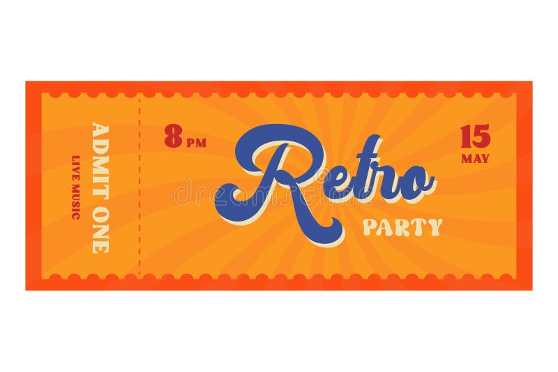 Retro party ticket stock vector. Illustration of access - 287945218