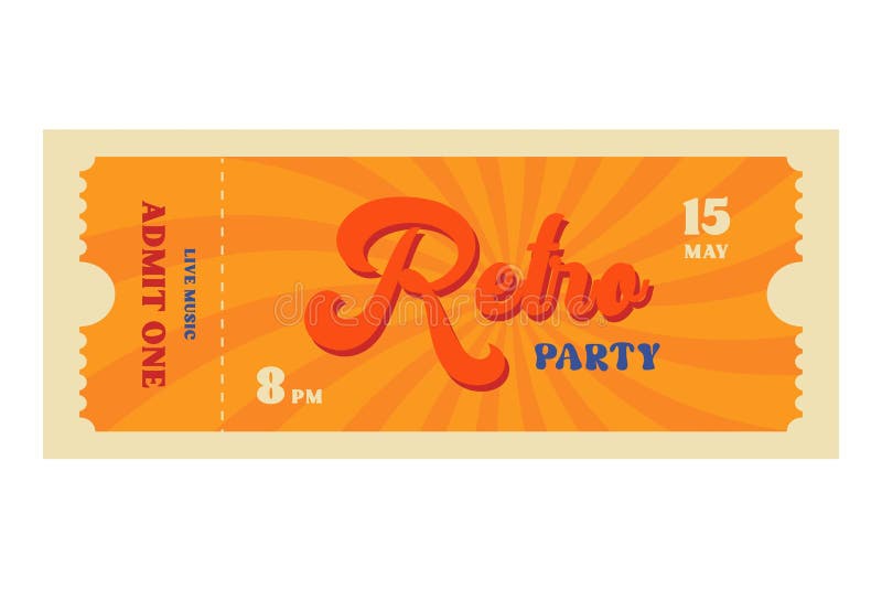 Retro party ticket stock vector. Illustration of ticket - 288280330