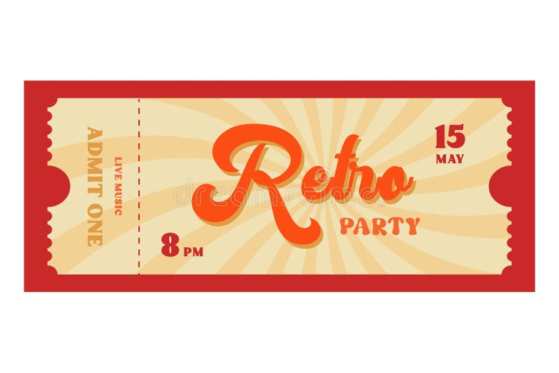 Retro party ticket stock vector. Illustration of event - 288731342