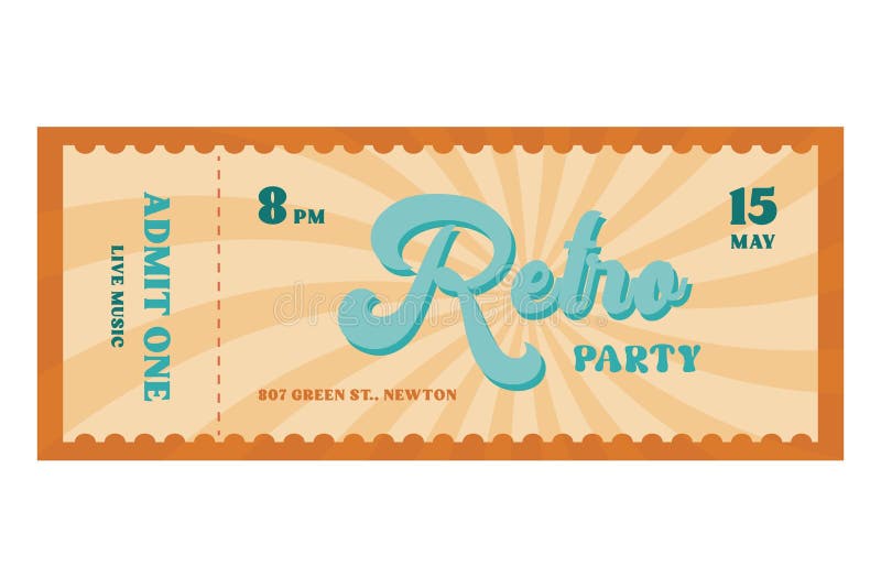 Retro party ticket stock vector. Illustration of permit - 287945212