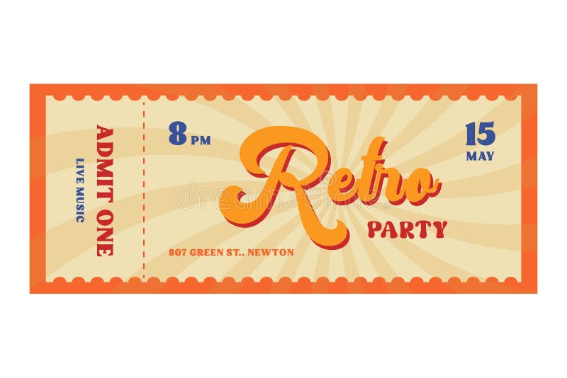 Retro party ticket stock vector. Illustration of event - 288731342