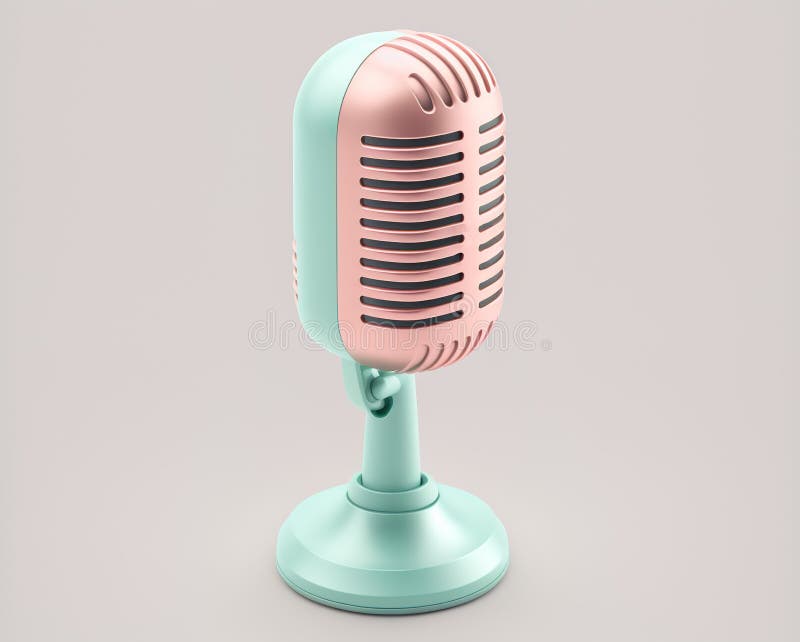 Retro Pastel Colour Microphone on Short Stand Stock Illustration ...