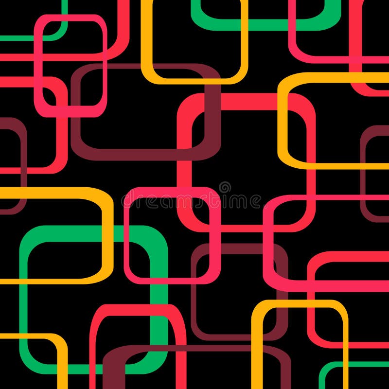 Retro Pattern Black Background with Squares - Rounded Stock Vector ...